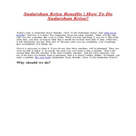 (132) sudarshan kriya benefits | DOCX
