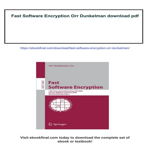 Download full ebook of Fast Software Encryption Orr Dunkelman instant download pdf | PDF