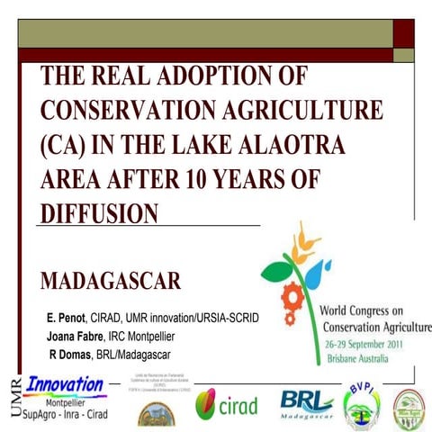 The real adoption of CA in the Lake Alaotra area after 10 years of ...