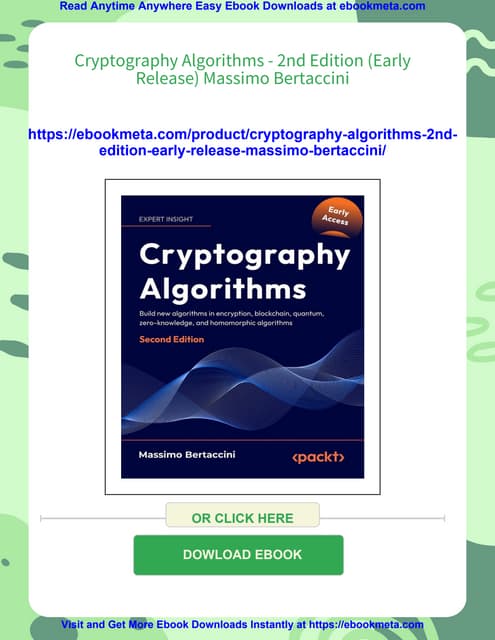 Cryptography Algorithms 2nd Edition Early Release Massimo