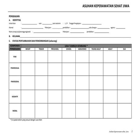 FORMAT PENGKAJIAN STASE JIWA | PDF