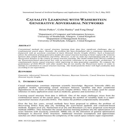 CAUSALITY LEARNING WITH WASSERSTEIN GENERATIVE ADVERSARIAL NETWORKS | PDF