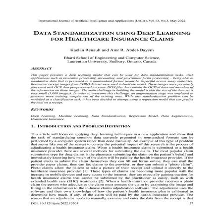 DATA STANDARDIZATION USING DEEP LEARNING FOR HEALTHCARE INSURANCE ...