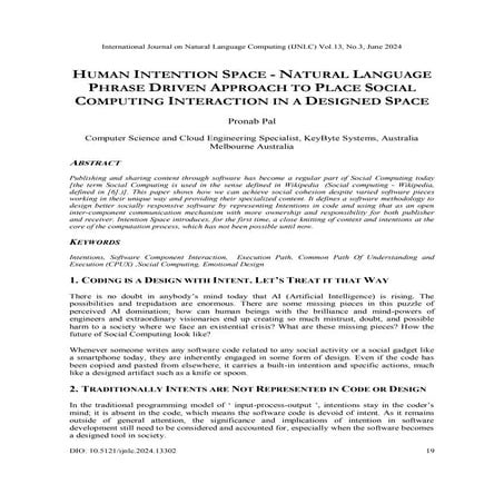 HUMAN INTENTION SPACE - NATURAL LANGUAGE PHRASE DRIVEN APPROACH TO PLACE SOCIAL COMPUTING ...