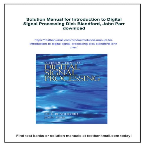 Solution Manual for Introduction to Digital Signal Processing Dick ...
