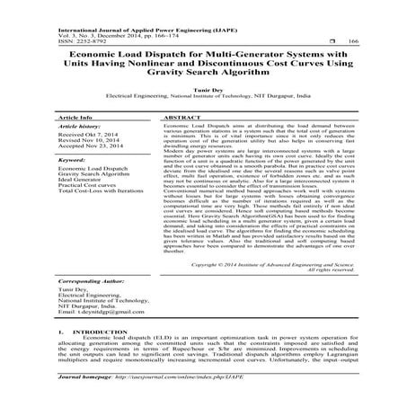 Economic Load Dispatch Using Gravity Search Algorithm Pdf