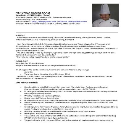 Veronica Rejoice Caasi CV (updated) | DOCX | Bars & Restaurants ...