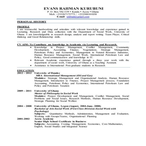 Evans Kurubuni CV word | PDF