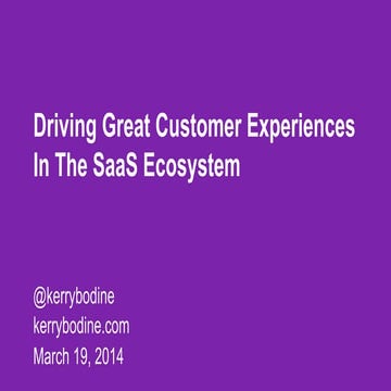 Driving Great Customer Experiences in the SaaS ecosystem | PDF