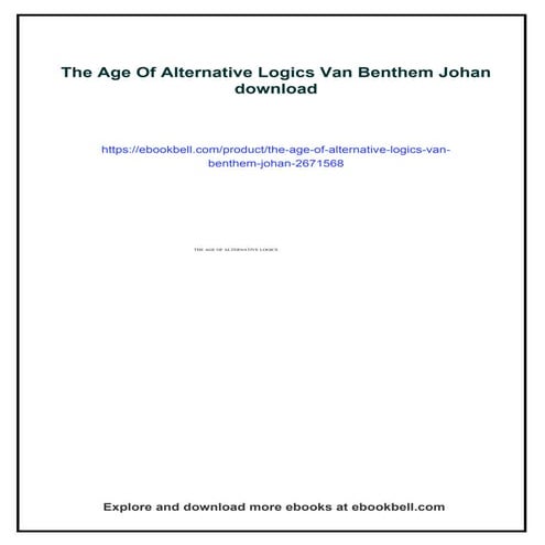 The Age Of Alternative Logics Van Benthem Johan | PDF