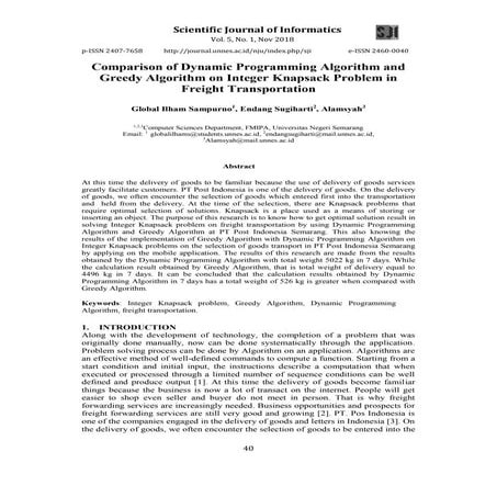 Comparison Of Dynamic Programming Algorithm And Greedy Algorithm On 0965