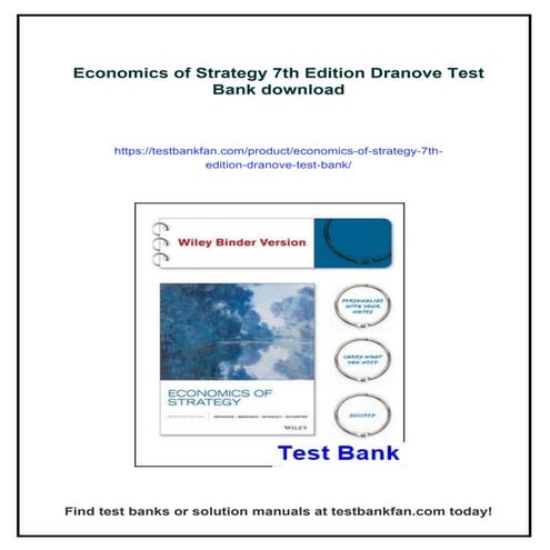 Economics of Strategy 7th Edition Dranove Test Bank | PDF