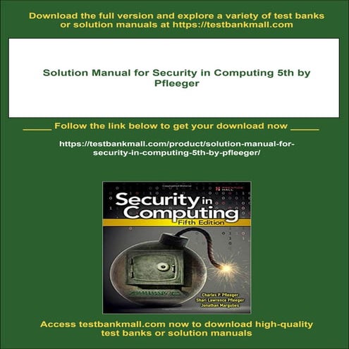 Solution Manual for Security in Computing 5th by Pfleeger | PDF