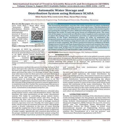 Automatic Water Storage and Distribution System using Reliance SCADA | PDF