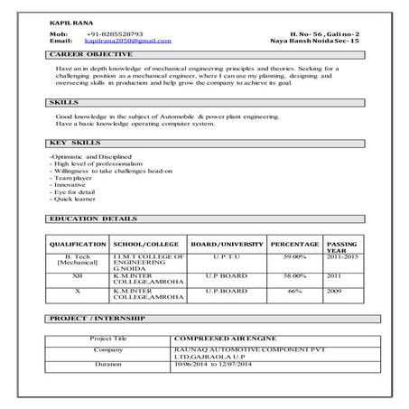 kapil resume (Autosaved) | DOCX | Careers