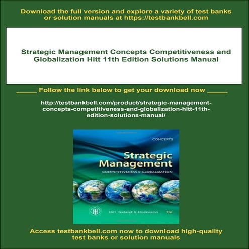 Strategic Management Concepts Competitiveness and Globalization Hitt ...