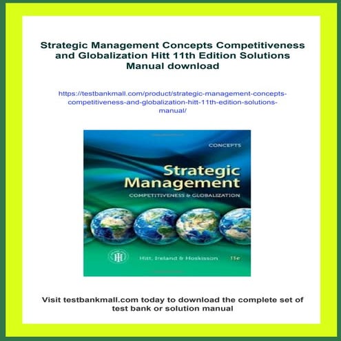 Strategic Management Concepts Competitiveness and Globalization Hitt ...
