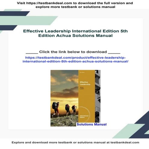 Leadership Theory Application and Skill Development 5th Edition Lussier ...