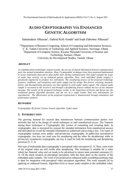 Audio Cryptography Via Enhanced Genetic Algorithm Pdf 9149