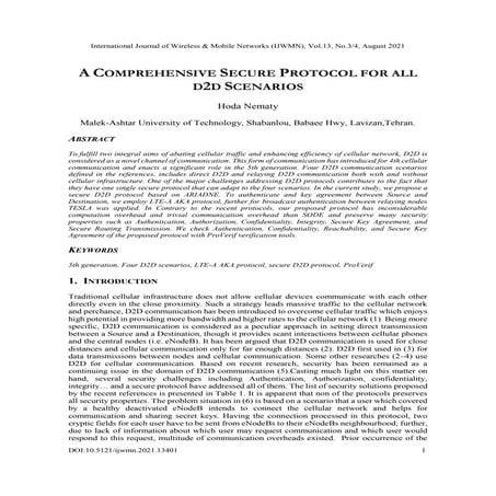 A COMPREHENSIVE SECURE PROTOCOL FOR ALL D2D SCENARIOS | PDF | Computer Networking | Computing