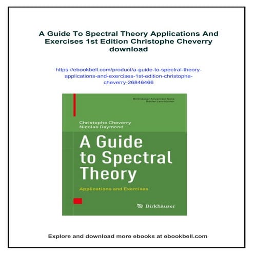 A Guide To Spectral Theory Applications And Exercises 1st Edition ...