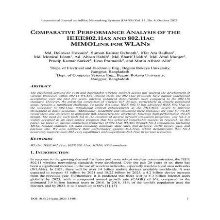 Comparative Performance Analysis Of The Ieee802 11ax And 802 11ac
