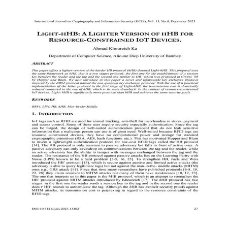 LIGHT-HHB: A LIGHTER VERSION OF HHB FOR RESOURCE-CONSTRAINED IOT ...