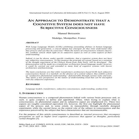 An Approach to Demonstrate That a Cognitive System Does Not Have ...