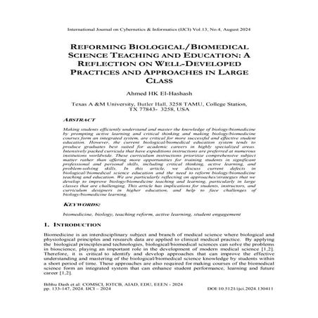 Reforming Biological/Biomedical Science Teaching and Education: A ...