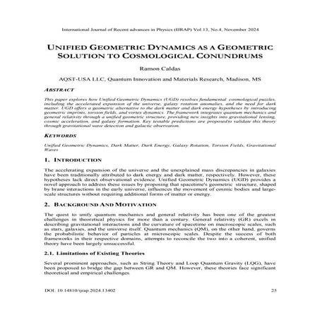 UNIFIED GEOMETRIC DYNAMICS AS A GEOMETRIC SOLUTION TO COSMOLOGICAL CONUNDRUMS | PDF