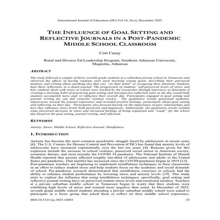 THE INFLUENCE OF GOAL SETTING AND REFLECTIVE JOURNALS IN A POST ...