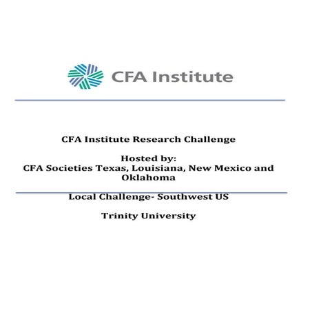 Final CFA Challenge Trinity University Team Submission | PDF