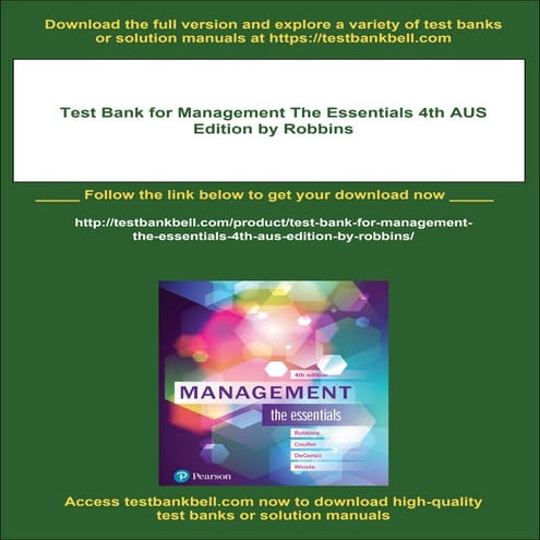 Test Bank for Management The Essentials 4th AUS Edition by Robbins | PDF