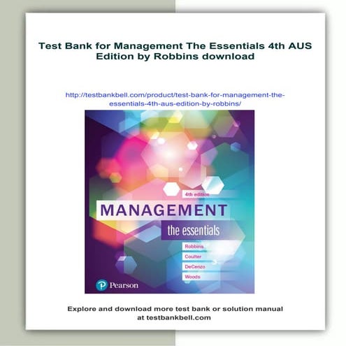 Test Bank for Management The Essentials 4th AUS Edition by Robbins | PDF