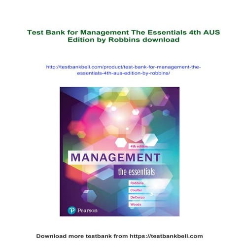 Test Bank for Management The Essentials 4th AUS Edition by Robbins | PDF