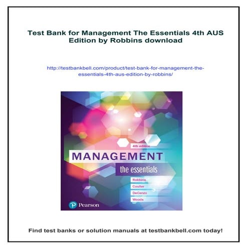 Test Bank for Management The Essentials 4th AUS Edition by Robbins | PDF