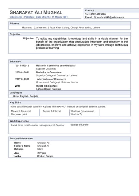 MUHAMMAD SHOAIB CV | DOC