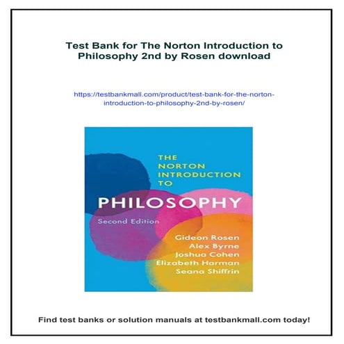 Test Bank for The Norton Introduction to Philosophy 2nd by Rosen | PDF