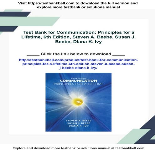 Test Bank for Communication: Principles for a Lifetime, 6th Edition ...