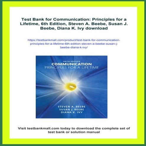 Test Bank for Communication: Principles for a Lifetime, 6th Edition ...