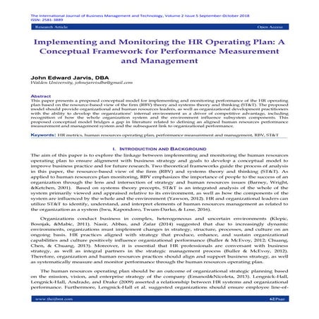 Implementing and Monitoring the HR Operating Plan: A Conceptual ...