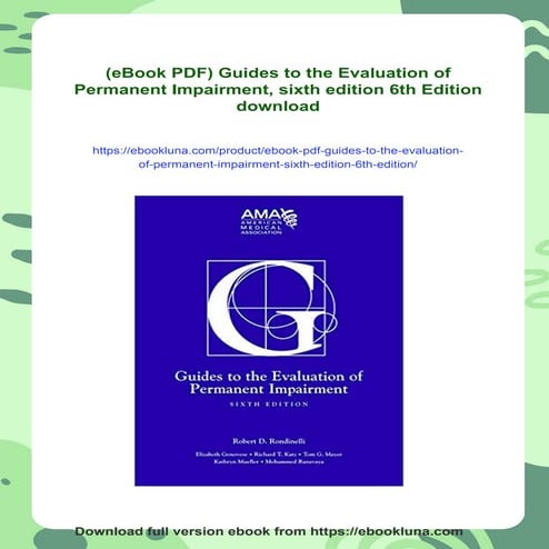 (eBook PDF) Guides to the Evaluation of Permanent Impairment, sixth ...