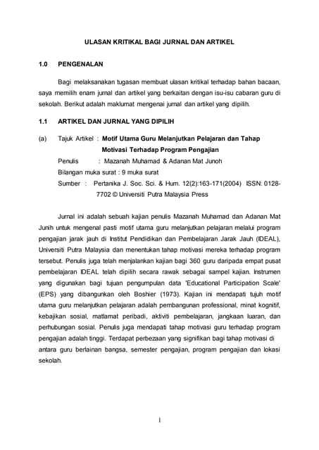 Ulasan artikel jurnalppt6043 | PPT