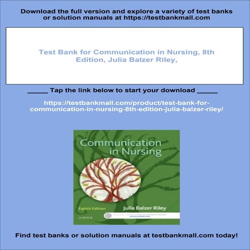 Test Bank for Communication in Nursing, 8th Edition, Julia Balzer Riley ...