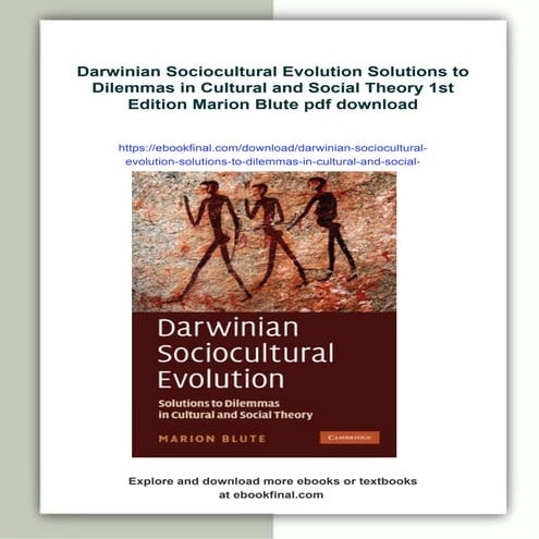 Darwinian Sociocultural Evolution Solutions to Dilemmas in Cultural and Social Theory 1st ...