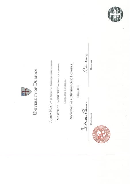 MEng Degree Certificate MEng Degree Certificate