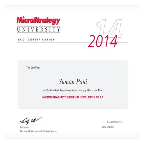 MicroStrategyCertification-MCD CERTIFICATION | PPT