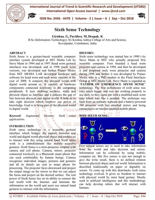 IRJET- Gesture Recognition using Sixth Sense Technology | PDF
