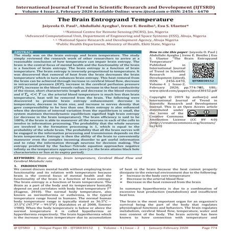 The Brain Entropyand Temperature | PDF