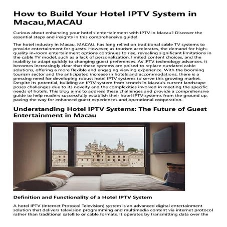 How to Build Your Hotel IPTV System in Macau，MACAU | PDF